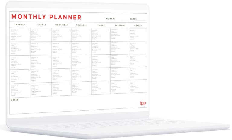 Catering Calendar Template for Caterers | Total Party Planner